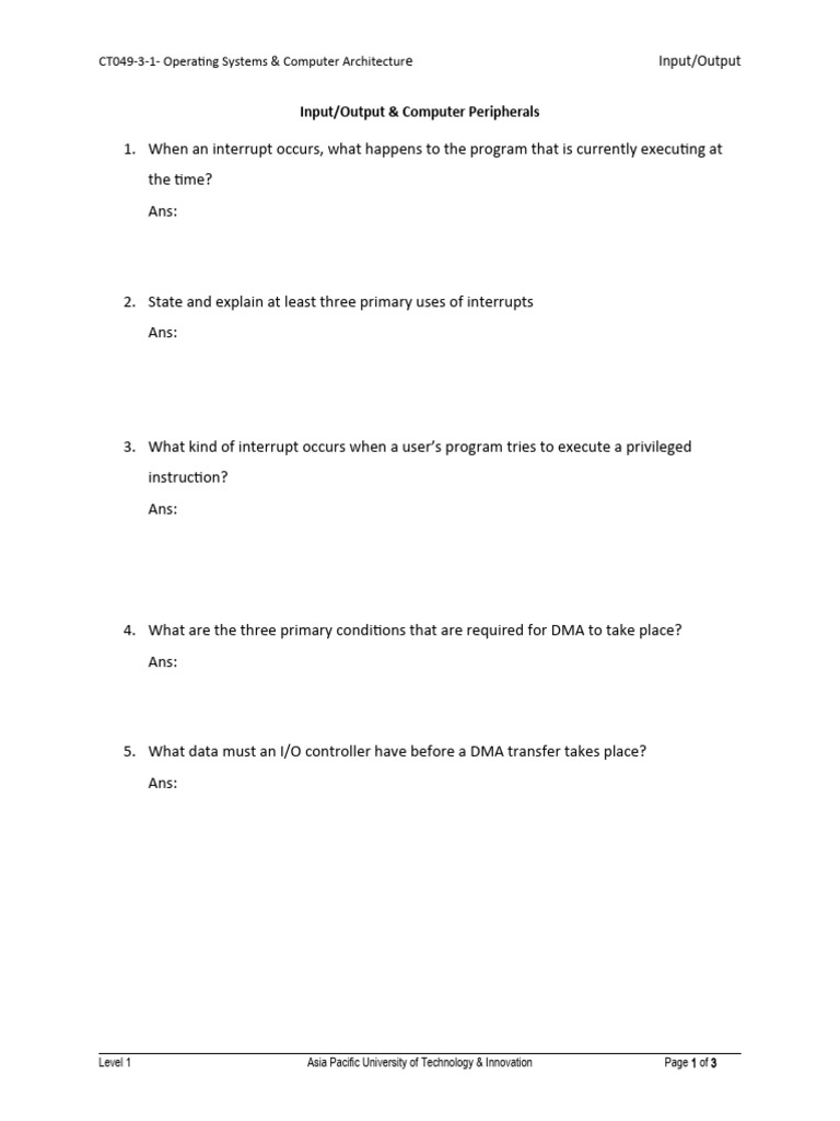 07B - Input-Output & Computer Peripherals | PDF 07B - Input-Output & Computer Peripherals | PDF