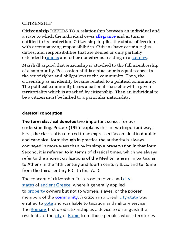 CITIZENSHIP | PDF | Citizenship | Sparta