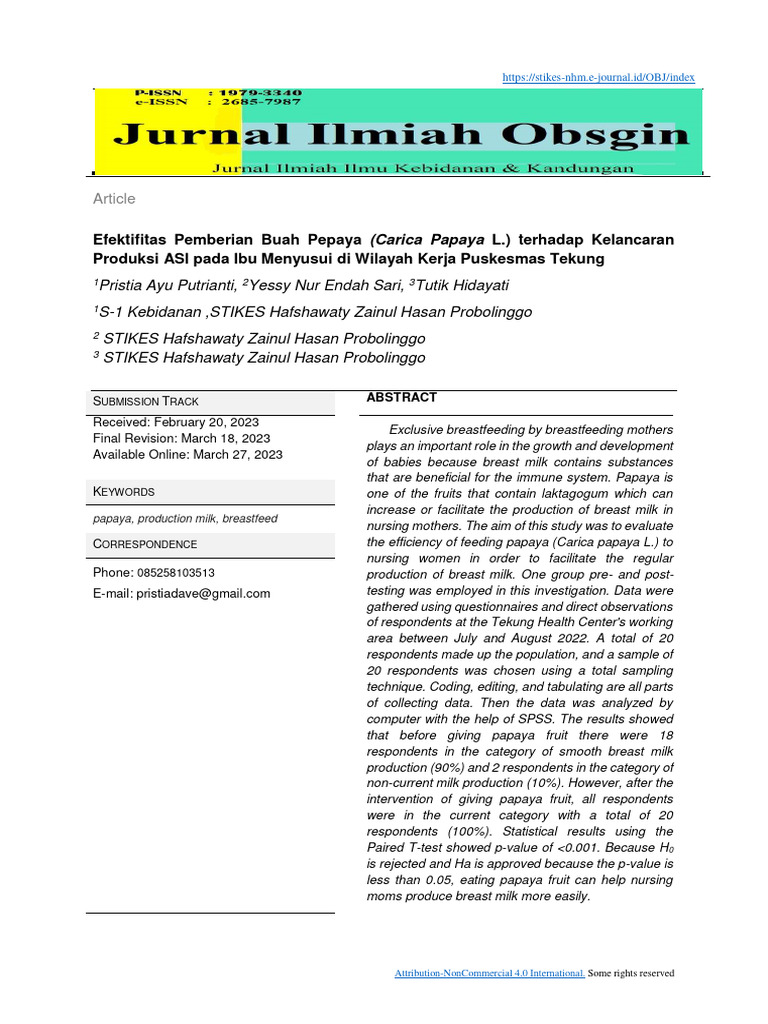 1159-Article Text-2428-1-10-20230516 | PDF | Breastfeeding | Breast Milk