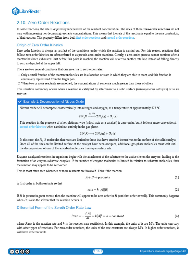 2.10 Zero-Order Reactions | Download Free PDF | Reaction Rate ...