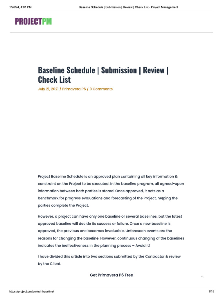 Baseline Schedules | PDF