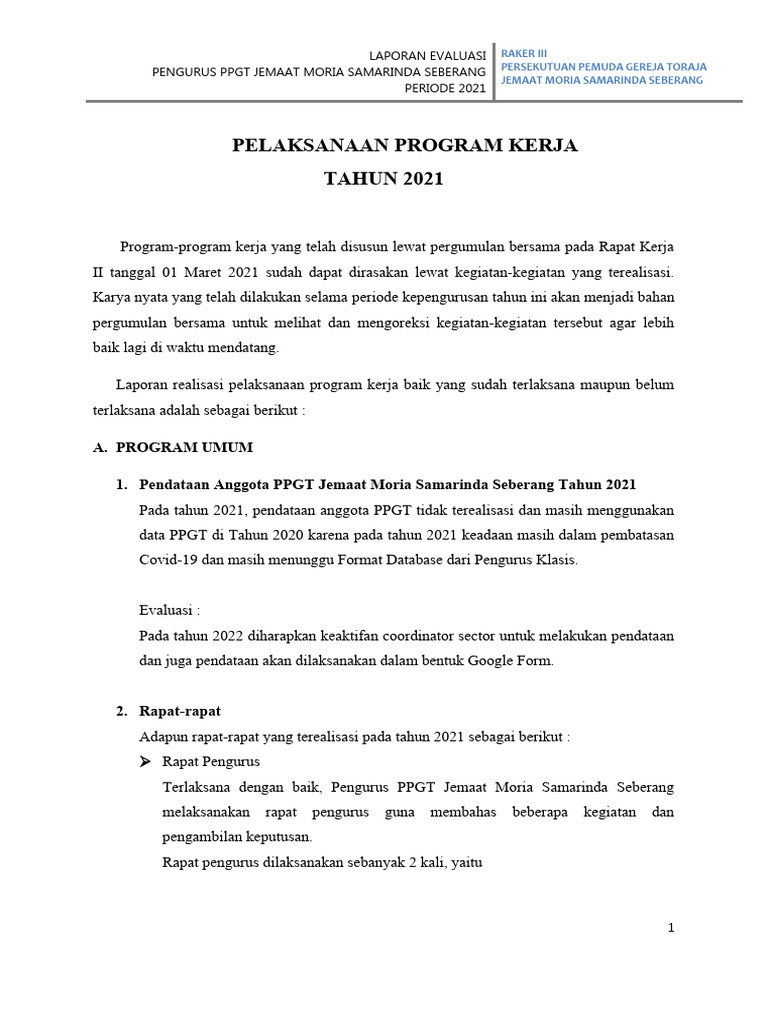 PELAKSANAAN PROGRAM KERJA | PDF