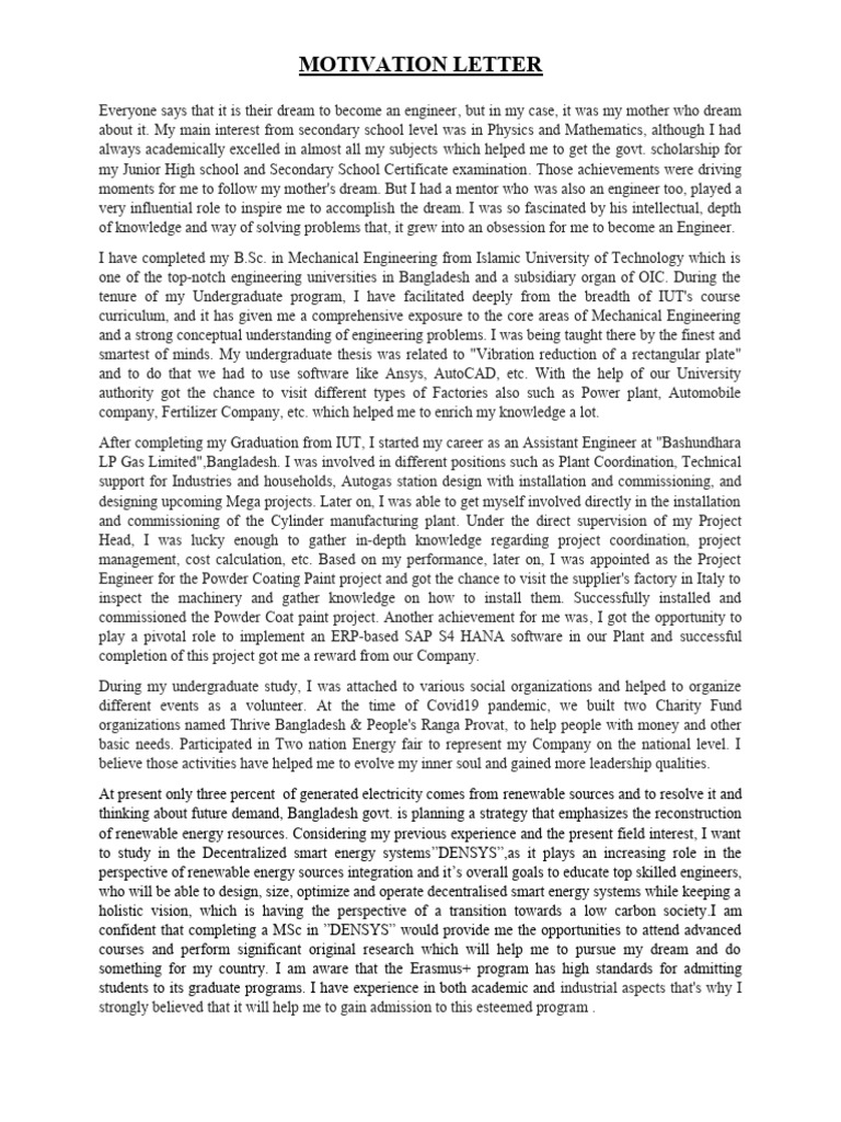 Motivation Letter-Draft-Flensburg | PDF