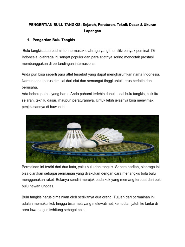Materi Bulu Tangkis | PDF