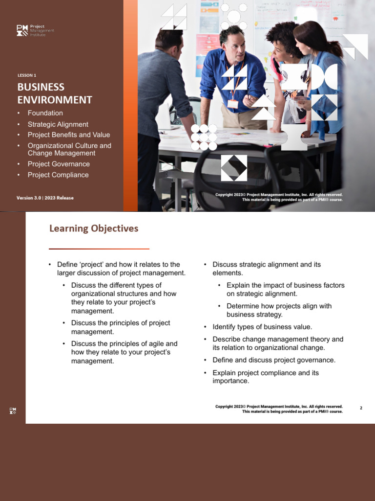 Lesson 1 - PMP Authorized Exam Prep - V3 - Business Environment | PDF ...