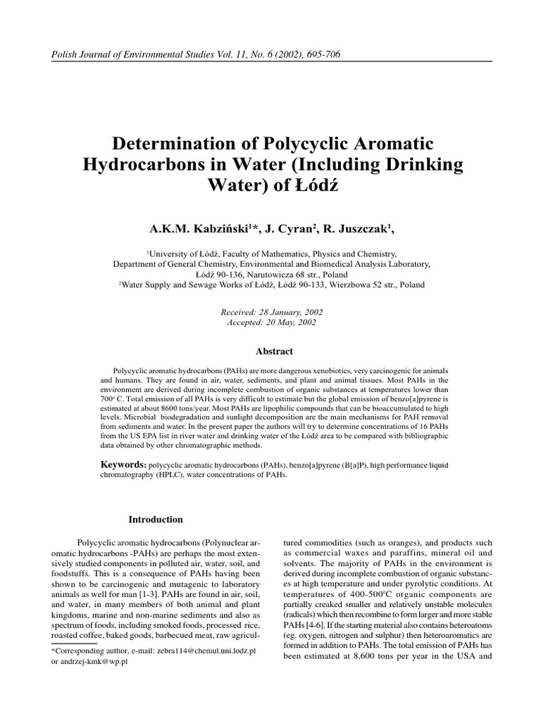 A.K.M. Kabzinski | PDF | Polycyclic Aromatic Hydrocarbon | High Performance Liquid Chromatography