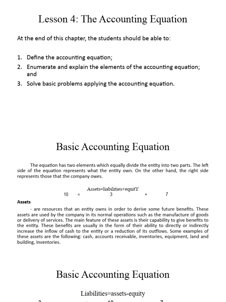 Accounting Equation | PDF | Revenue | Equity (Finance)
