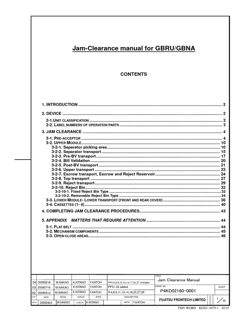 Jam Clearance Guide for GBRU/GBNA | PDF | Equipment | Manufactured Goods