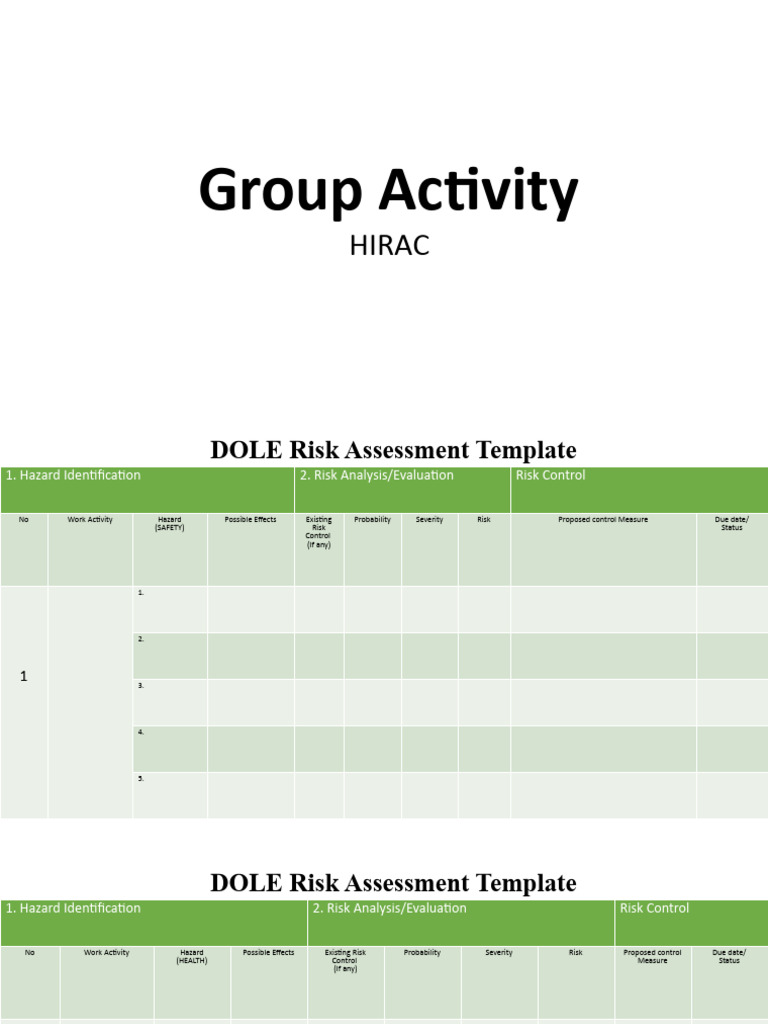 DOLE HIRAC Risk Assessment Template | PDF