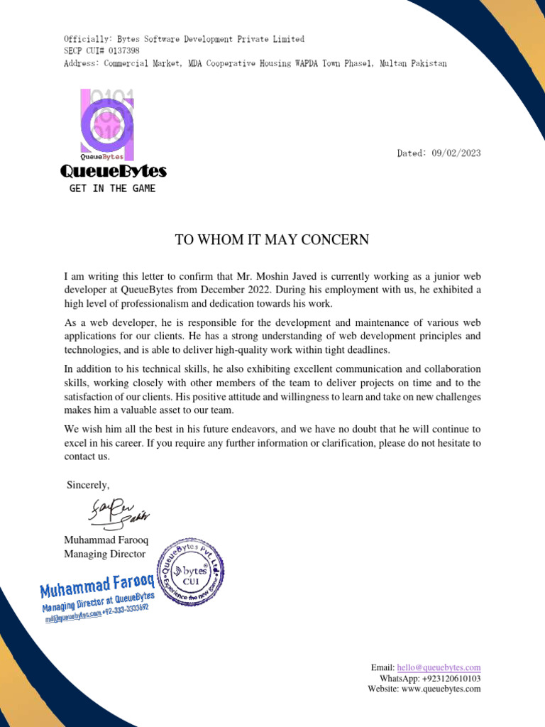 Experience Letter | PDF