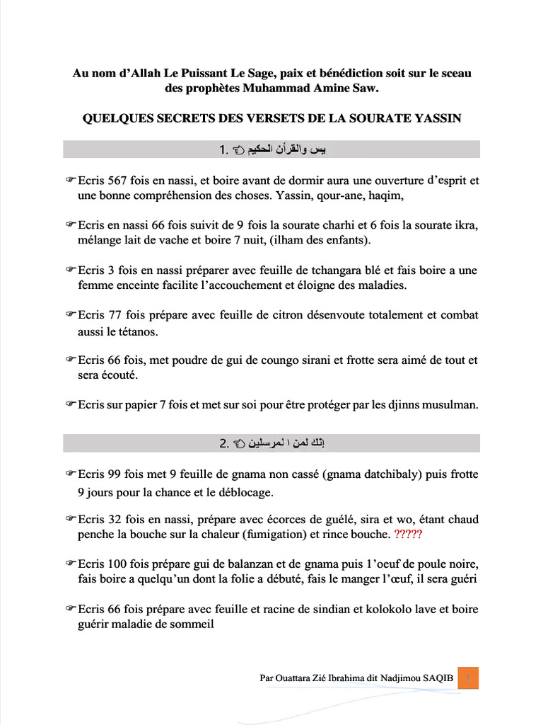 Secrets et bienfaits de la sourate Yassine | PDF | Développement personnel