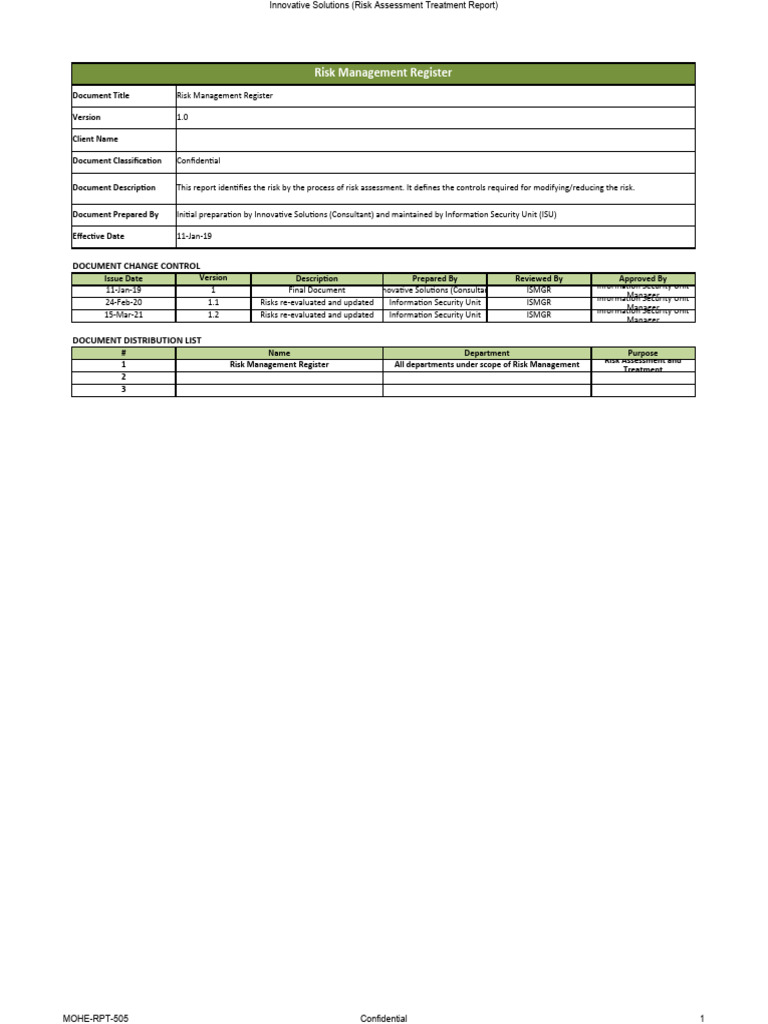 ISO 27005 Risk Management Register | PDF | Risk | Information Security