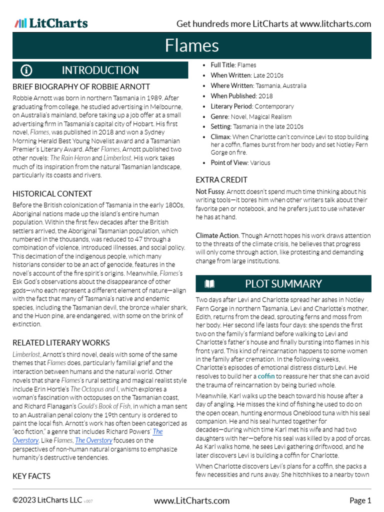 Flames LitChart | PDF | Tasmania | Grief