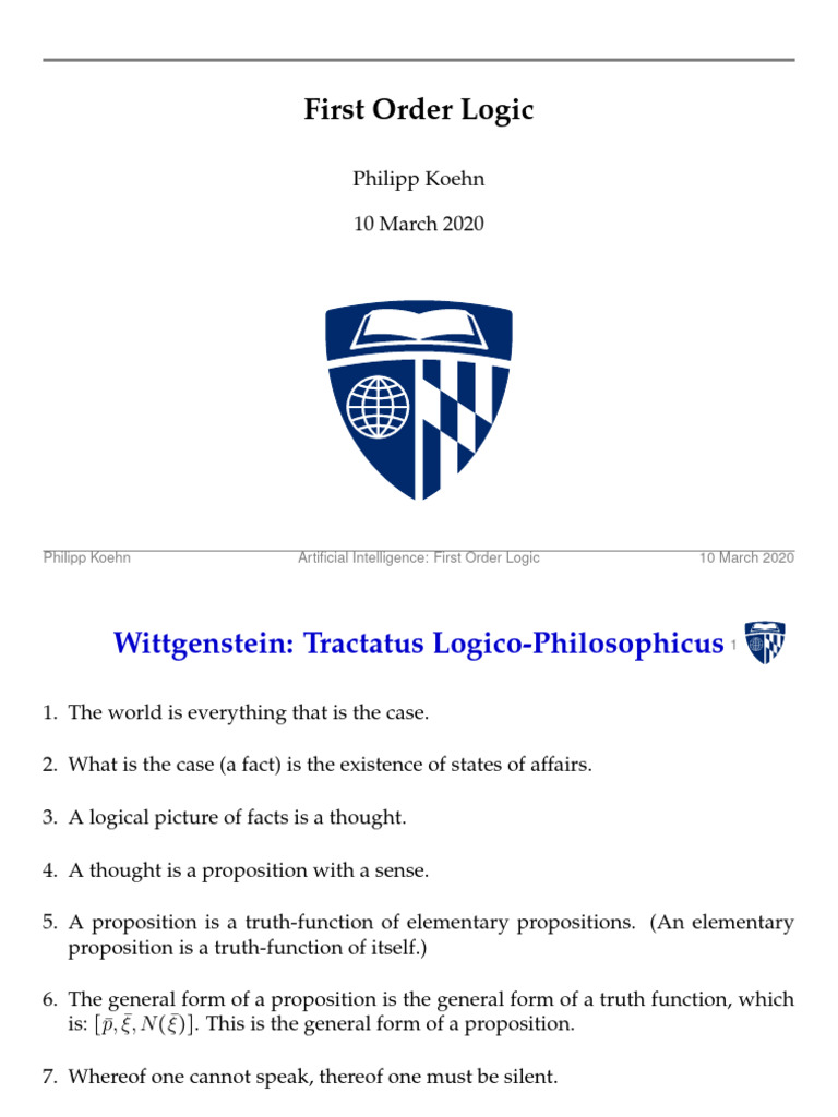 Lecture First Order Logic Pdf First Order Logic Interpretation 7496