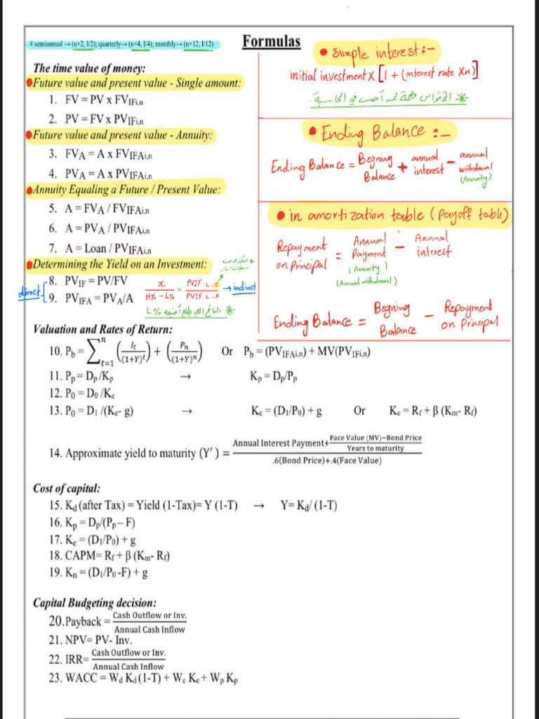 Final Exam - Formulas | PDF
