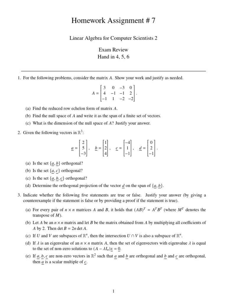 LinearAlgebra HW | PDF | Eigenvalues And Eigenvectors | Matrix (Mathematics)