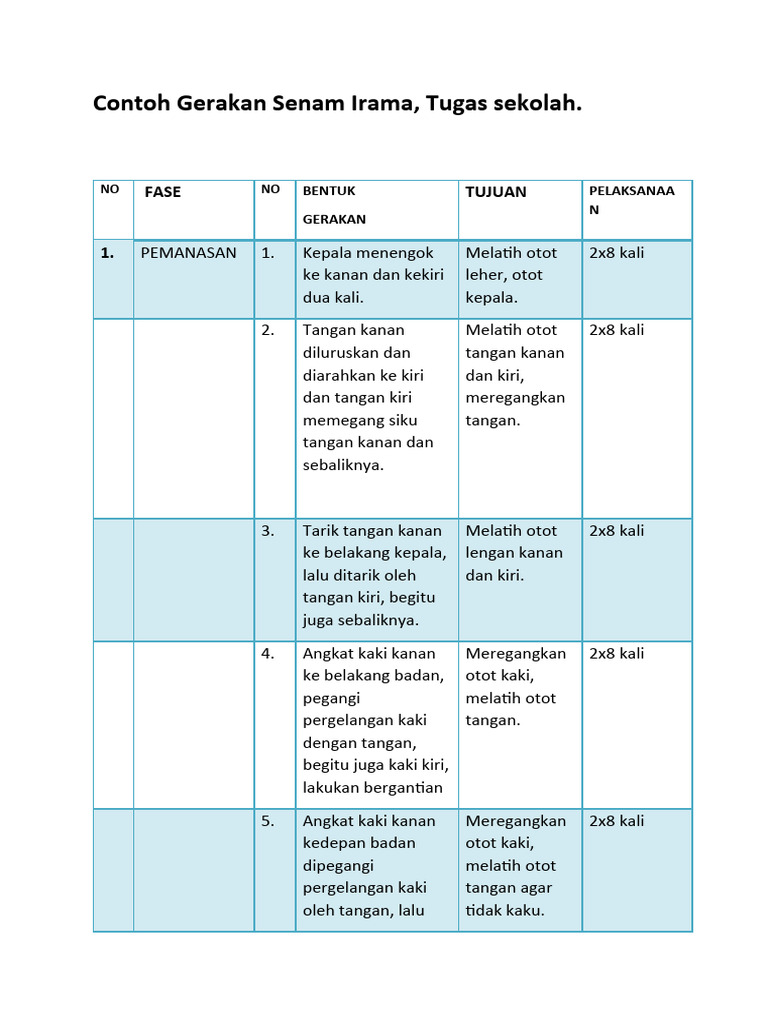 Contoh Gerakan Senam Irama | PDF