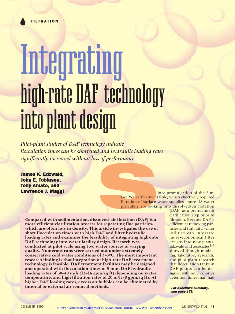 Integrating High Rate DAF Technology Into Plant Design | PDF ...