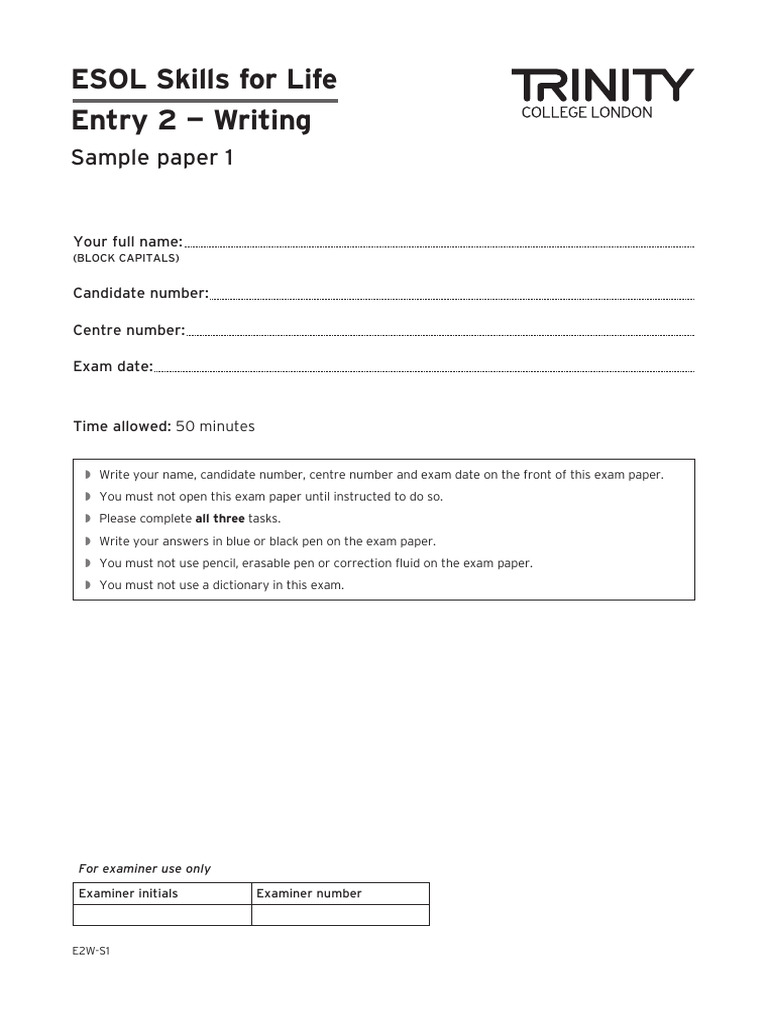 7911 Sample Paper 1 - E2 Writing | PDF
