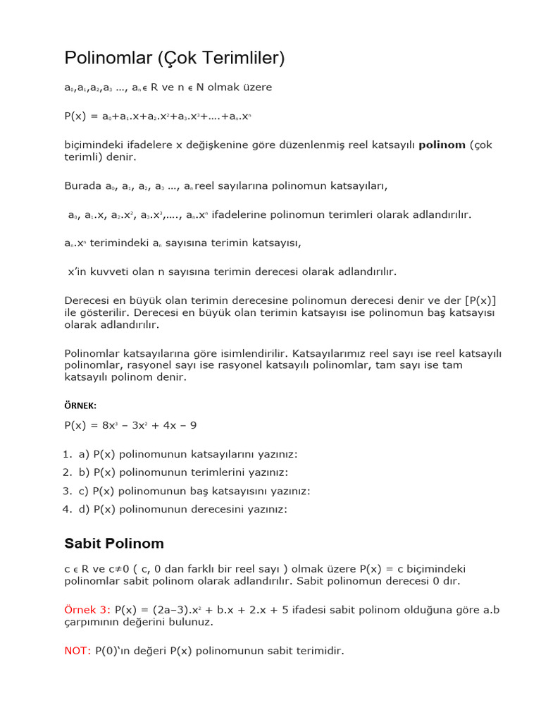 Polinomlar | PDF