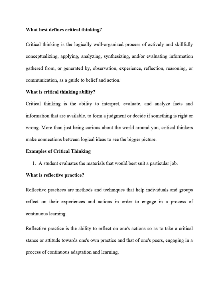 What Is A Simple Definition of Critical Thinking | PDF | Critical ...