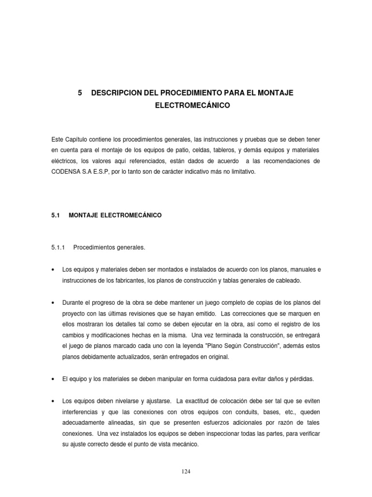 Manual de Procedimientos para La Construcción Montaje Electromec-1 | PDF | Transformador ...