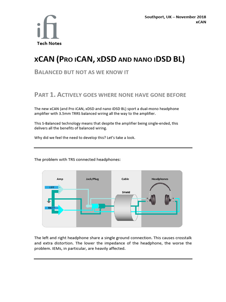 IFi Audio XCAN S BAL Tech Note | PDF | Headphones | Signal To Noise Ratio