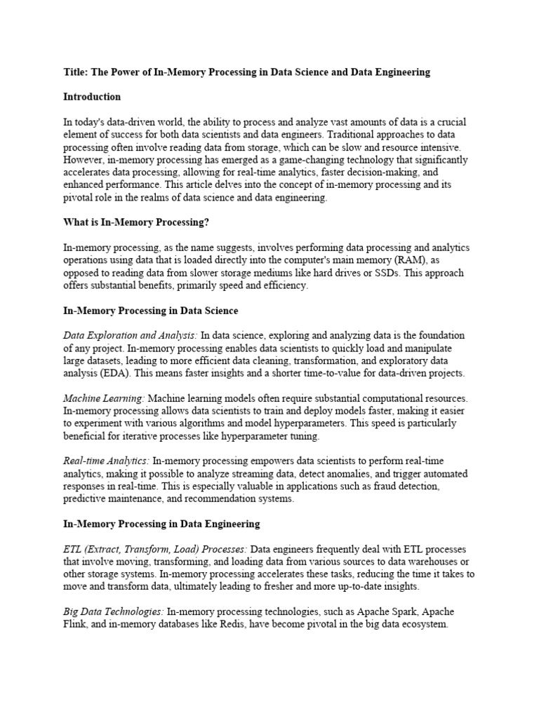 In-Memory Processing | PDF | Data Model | Conceptual Model