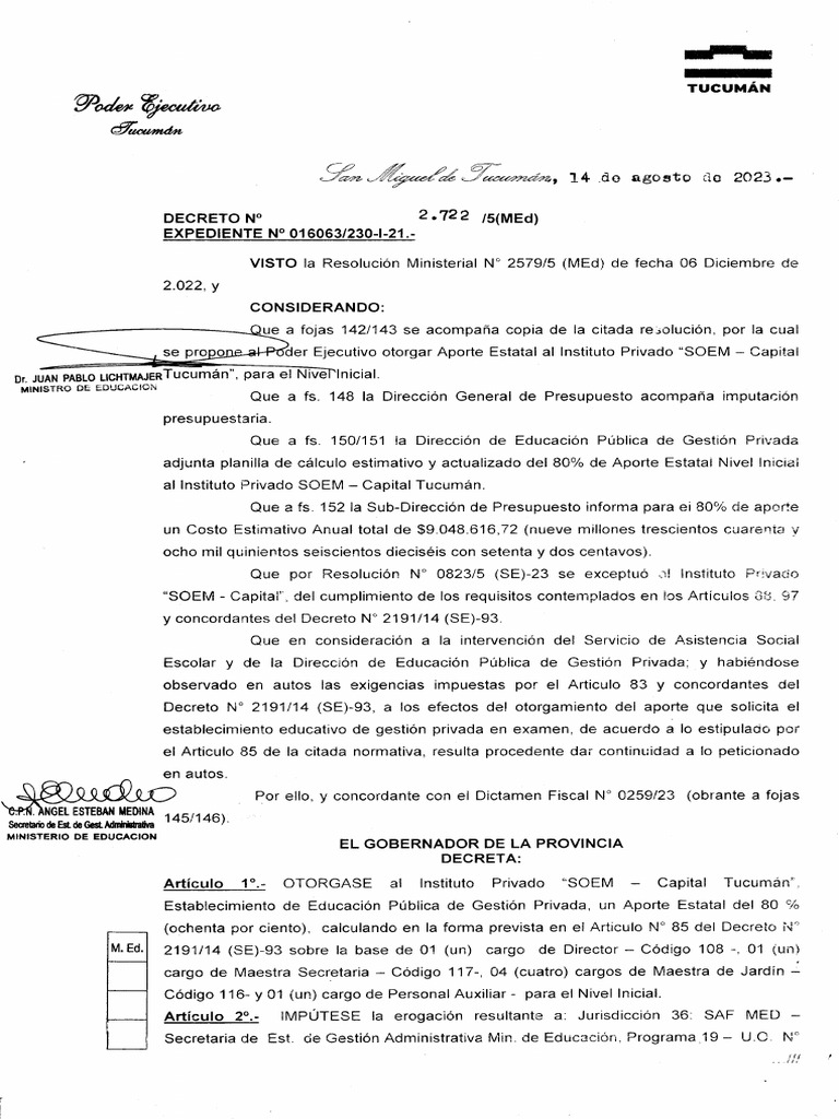 D 2722 5 MEd 14082023 | PDF | Gobierno