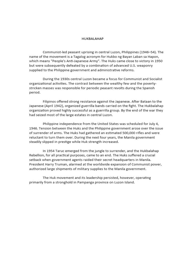 Hukbalahap | PDF | Politics | History