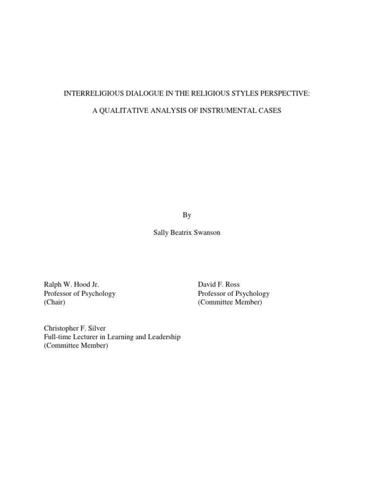 Interreligious Dialogue in The Religious Styles Perspective - A Qu ...