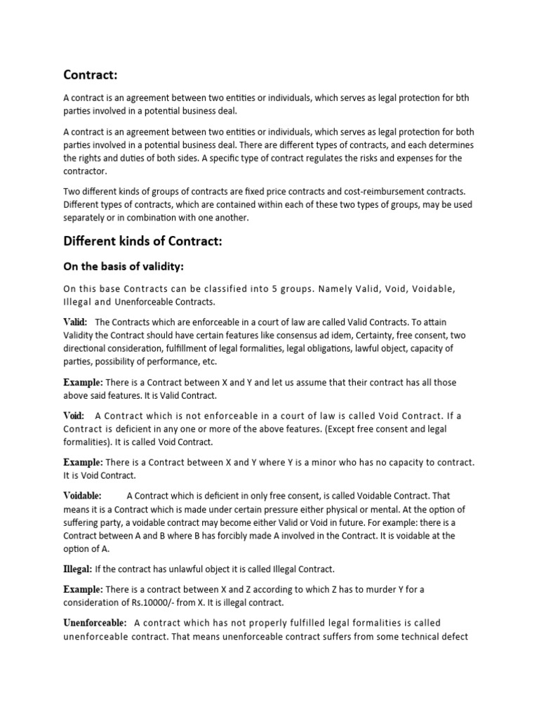 Contract | PDF | Void (Law) | Consideration