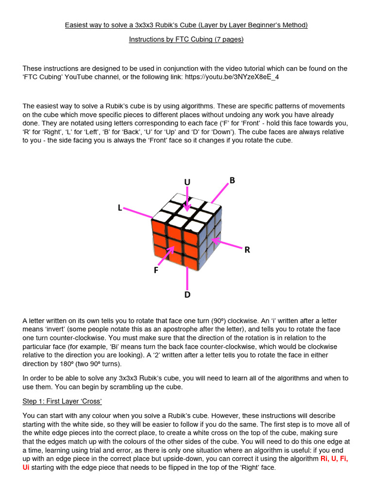 Rubik's Cube Instructions | PDF
