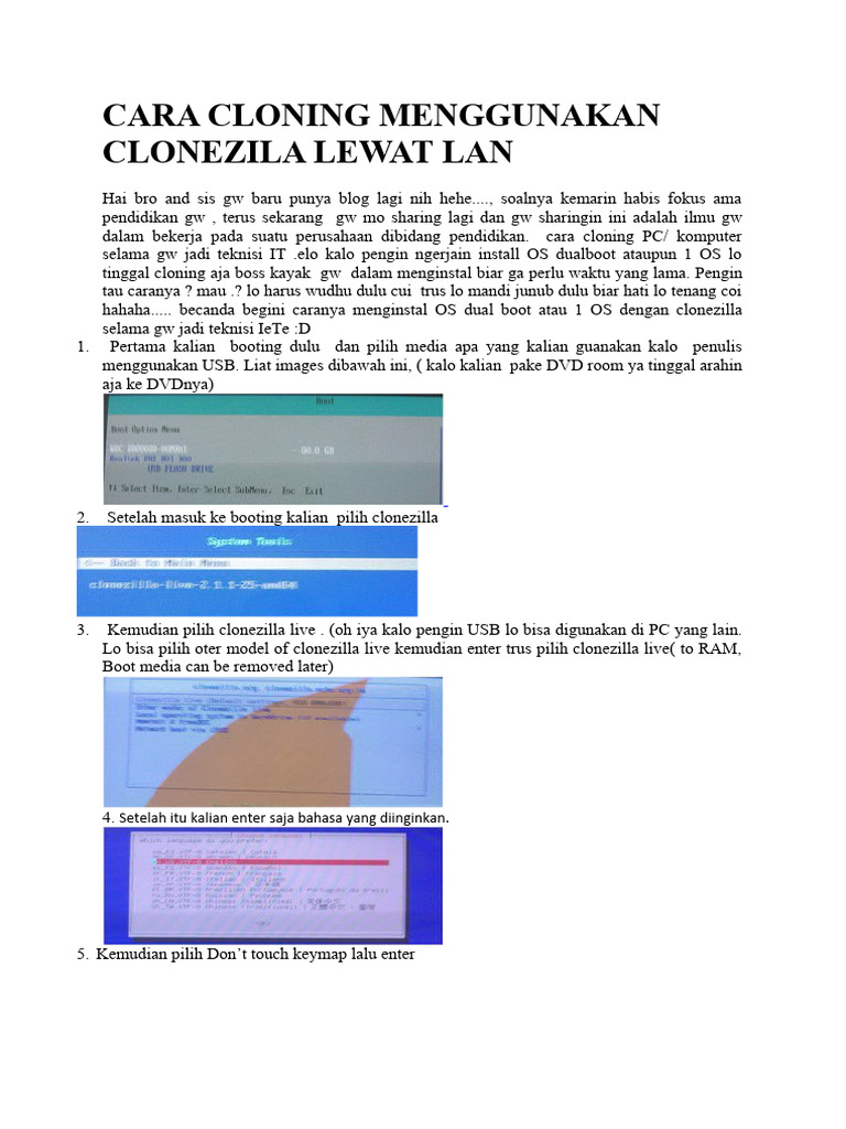 Cara Cloning Menggunakan Clonezila Lewat Lan | PDF