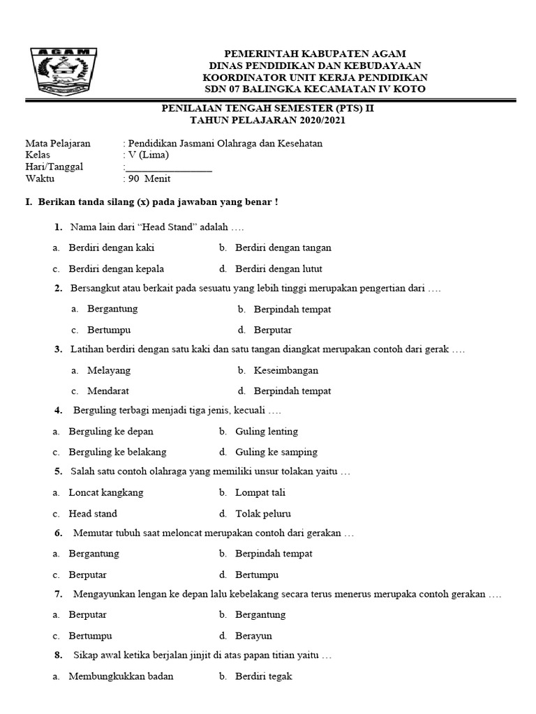 Soal2 Pts Pjok Kls 5 S-2 | PDF