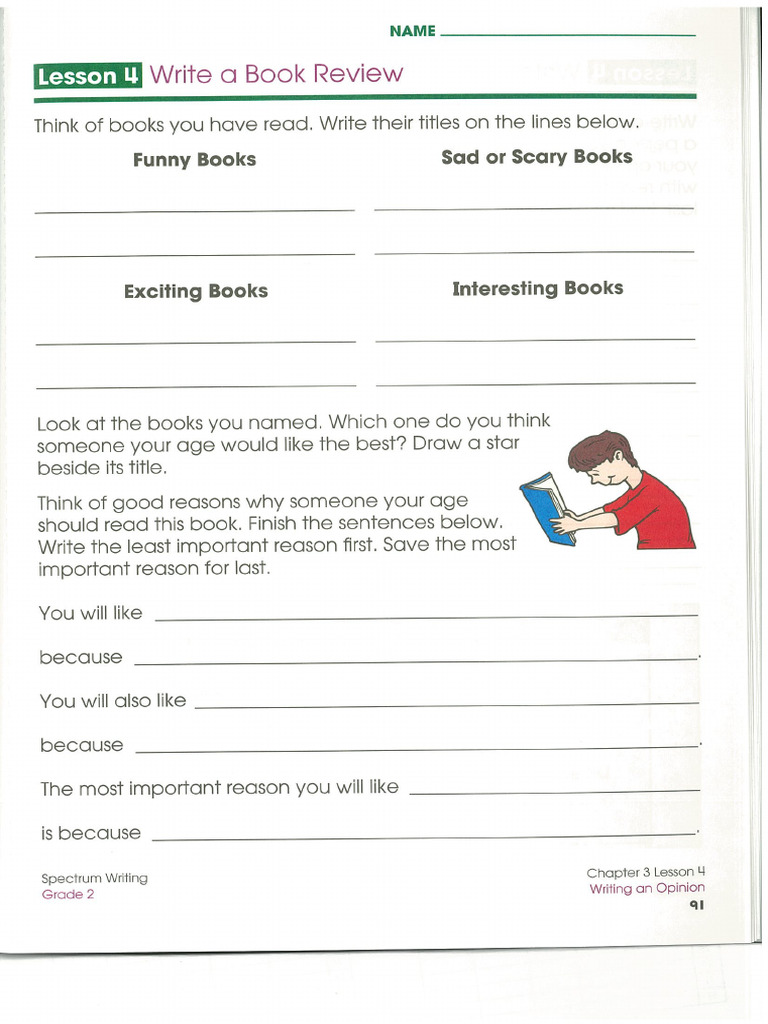 Writing A Book Review G4 Ch. 3 Writing An Opinion | PDF