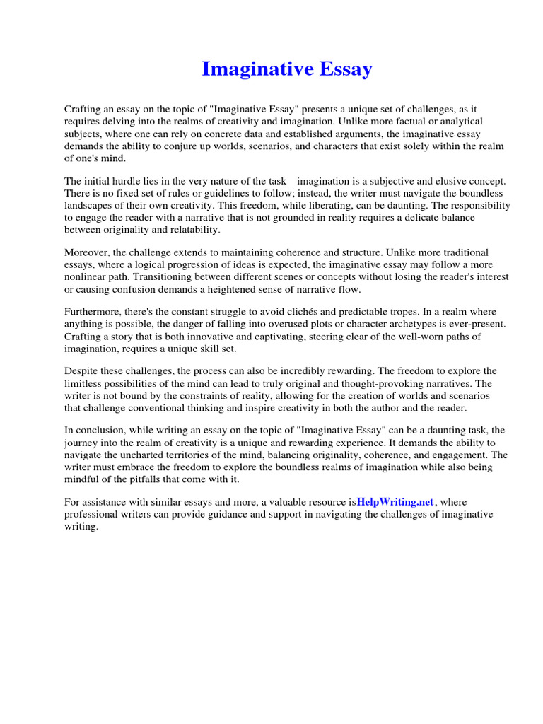 Imaginative Essay | PDF | Striptease | Essays