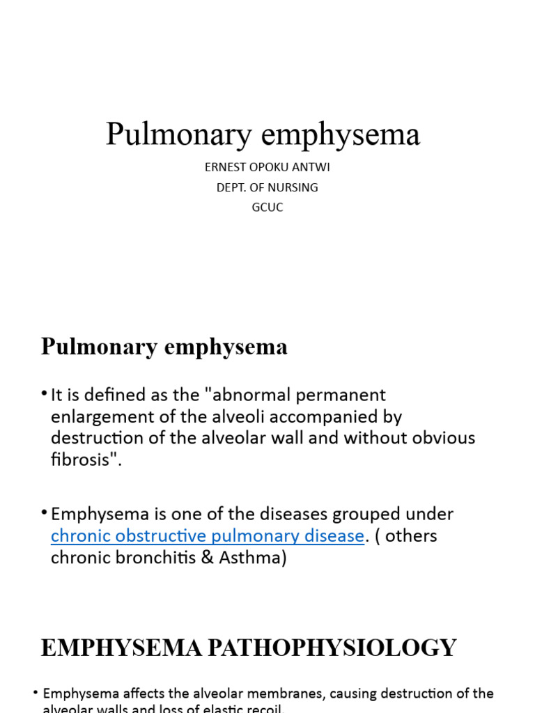 Pulmonary Emphysema | PDF | Lung | Chronic Obstructive Pulmonary Disease