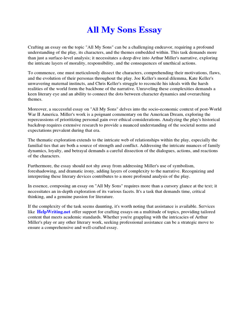 All My Sons Essay | Download Free PDF | Cybercrime | Comma