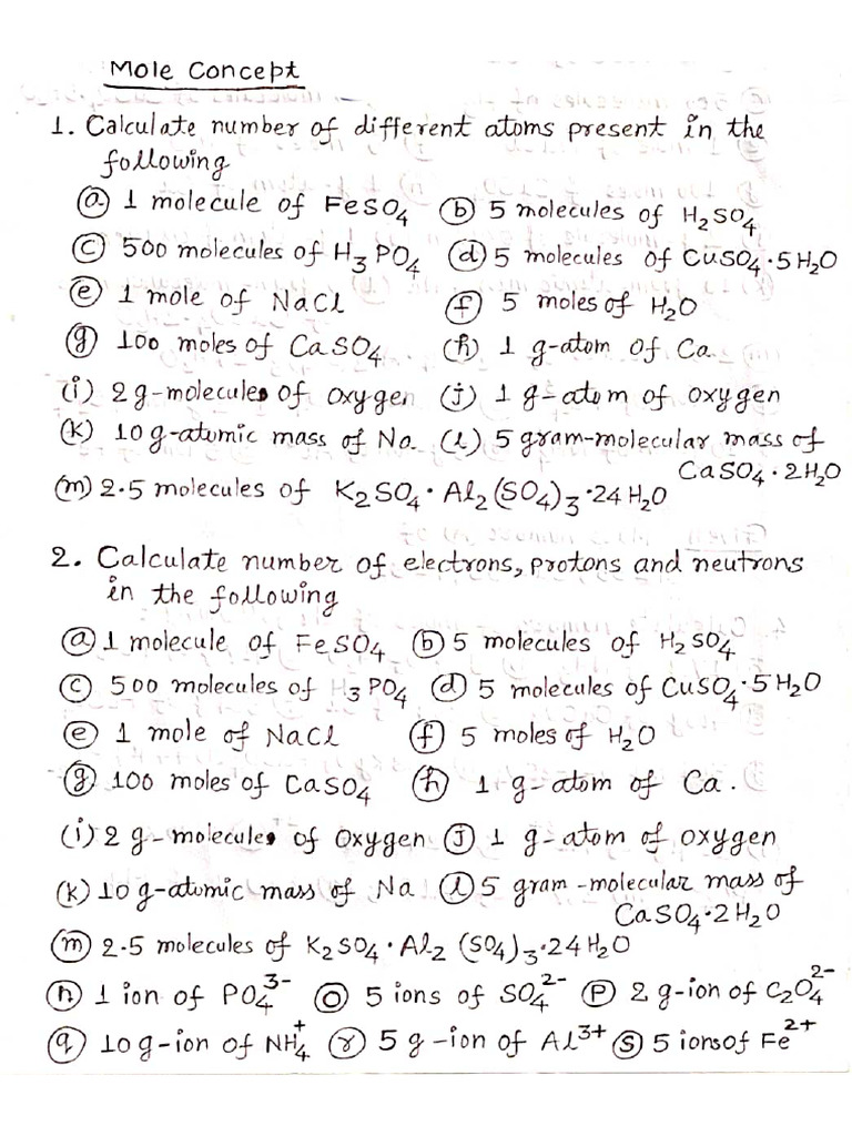 Mole Concept Questions IIT JEE | PDF