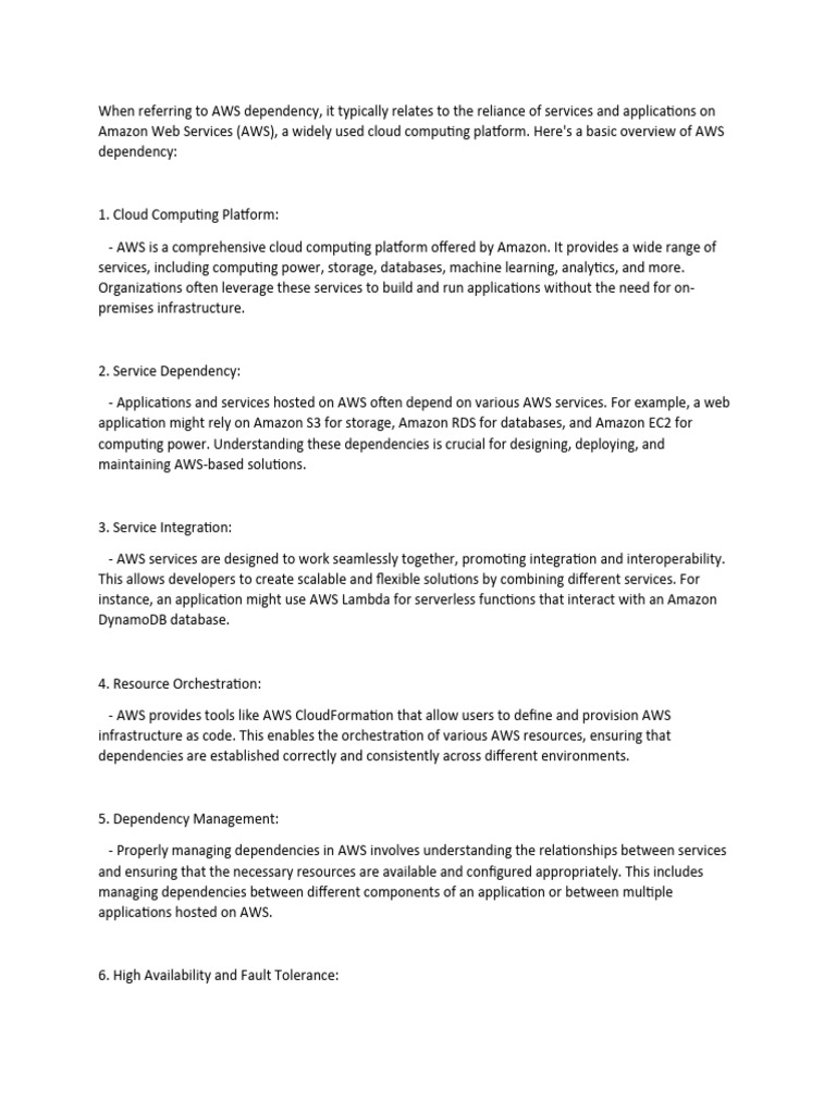 AWS Dependency | PDF | Amazon Web Services | Cloud Computing