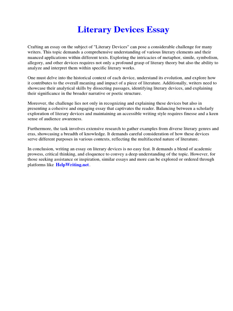 Literary Devices Essay | PDF | Essays | Fingerprint