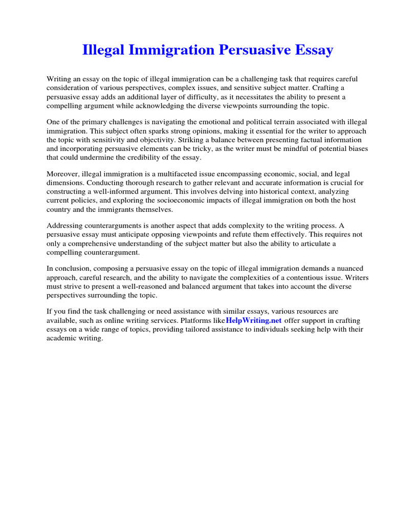 Illegal Immigration Persuasive Essay | PDF