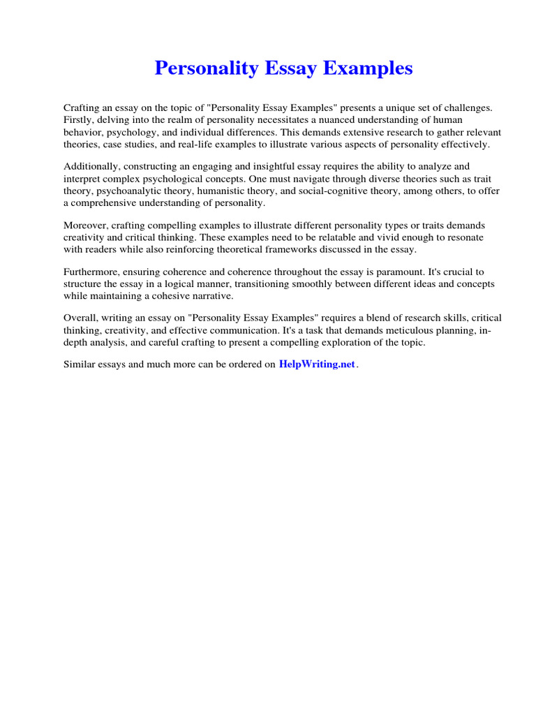 Personality Essay Examples | PDF | Cannabis (Drug) | Hiv/Aids