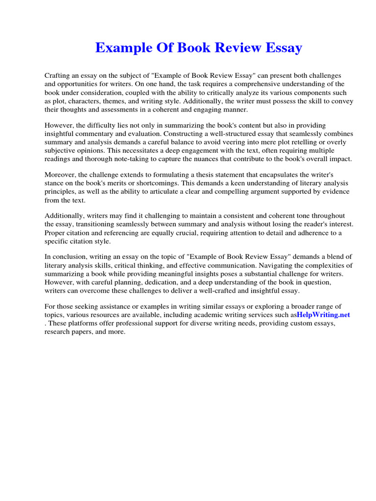 Example of Book Review Essay | Download Free PDF | Closed Circuit ...