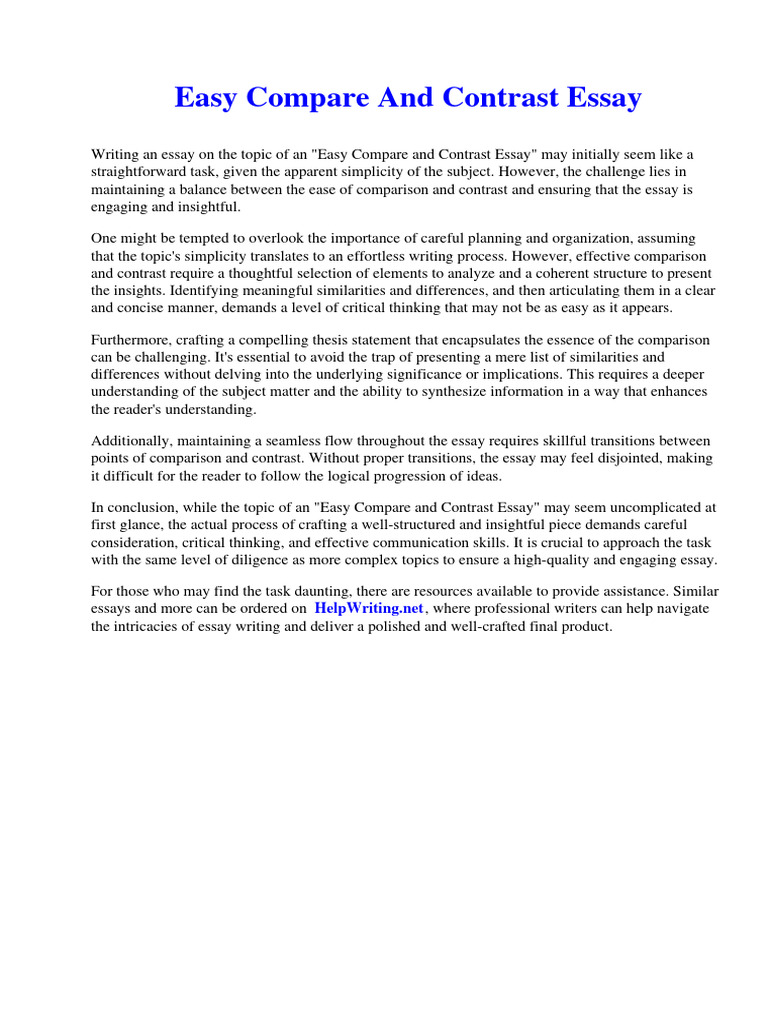 Guide to Writing Compare and Contrast Essays | PDF | Demand | The ...