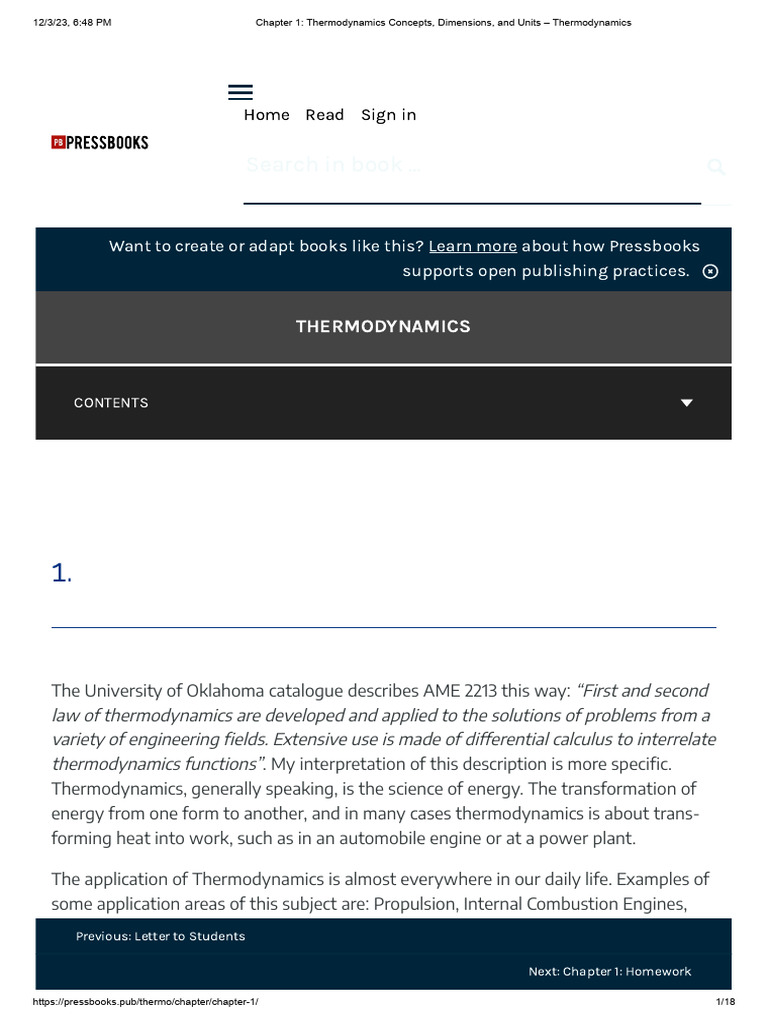 Chapter 1 - Thermodynamics Concepts, Dimensions, and Units - Thermodynamics | PDF ...