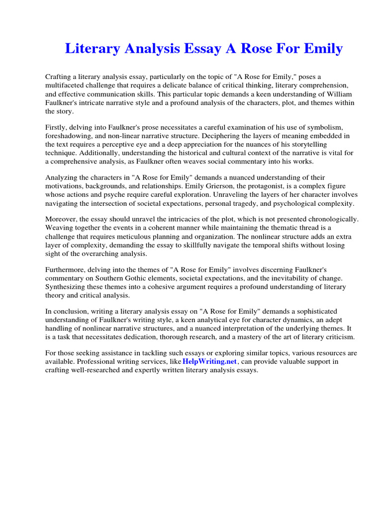 Literary Analysis Essay A Rose For Emily | PDF | Little Red Riding Hood ...