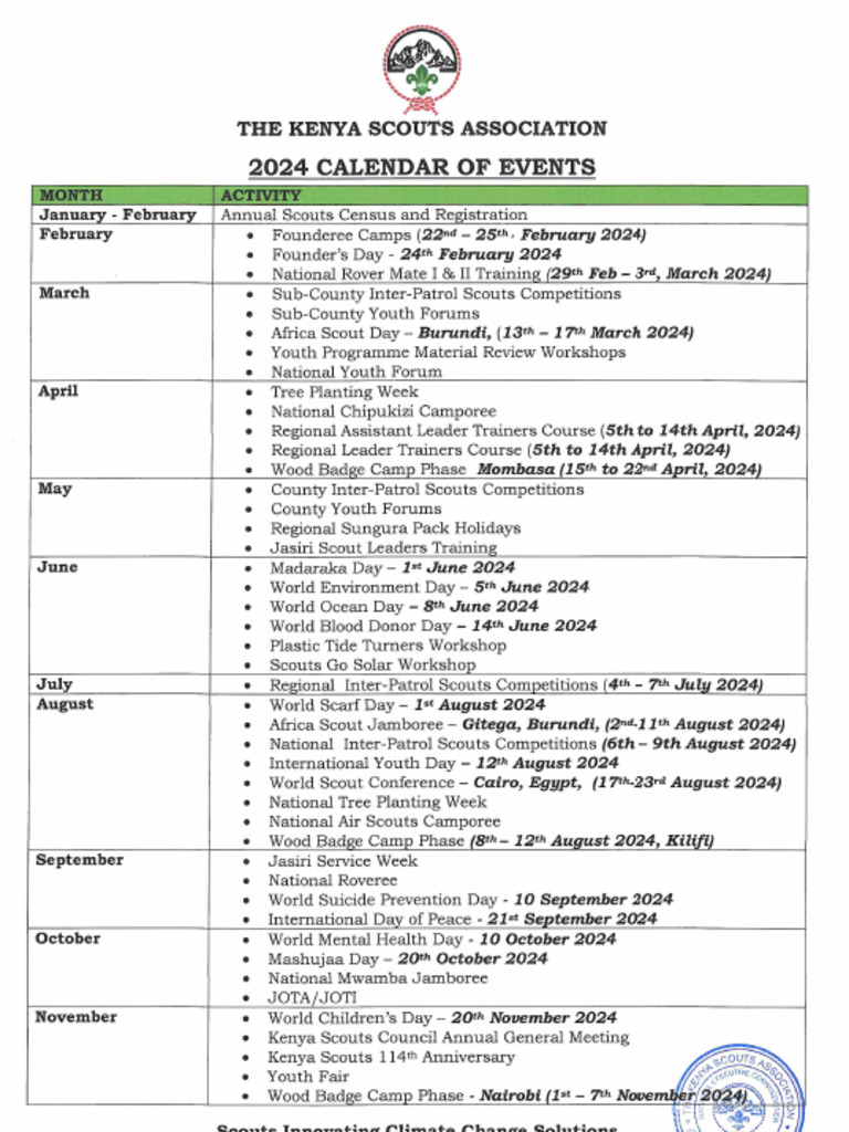 2024 Calendar of Events | PDF