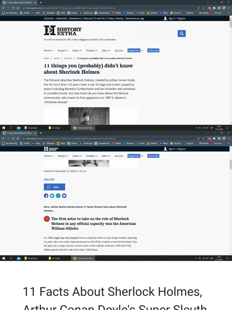 11 Facts About Sherlock Holmes, Arthur Conan Doyle's Super Sleuth | PDF | Sherlock Holmes | Dr ...